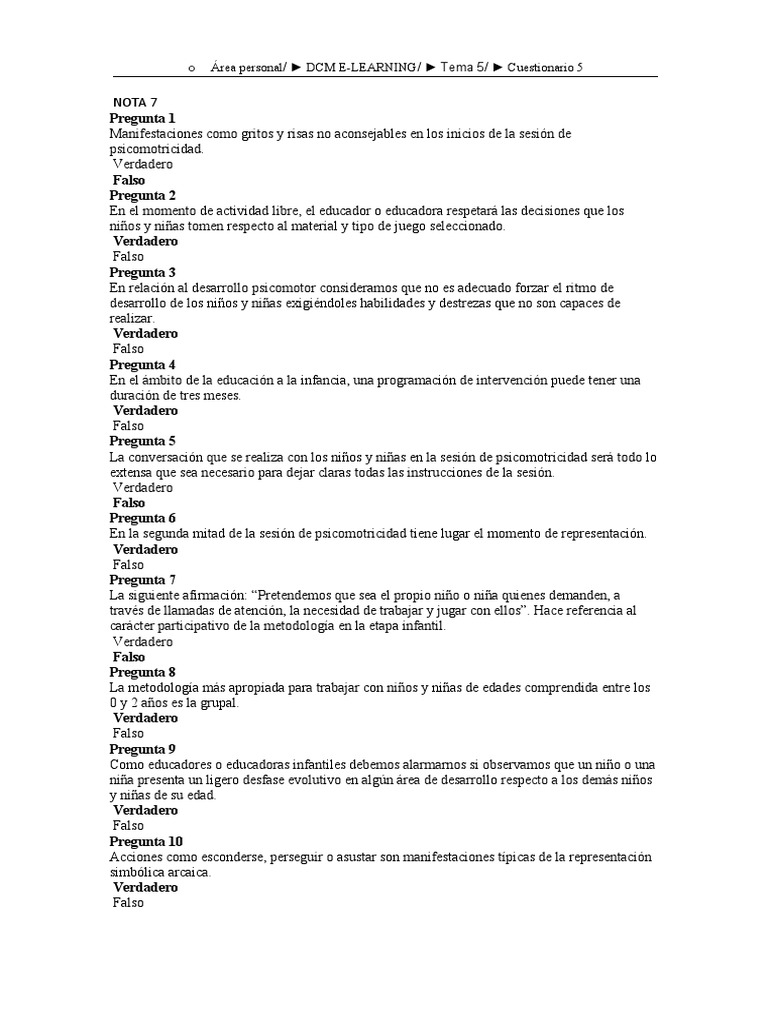 DCM Tema 5 Cuestionario 5 INTENTO 1 NOTA 7 | PDF