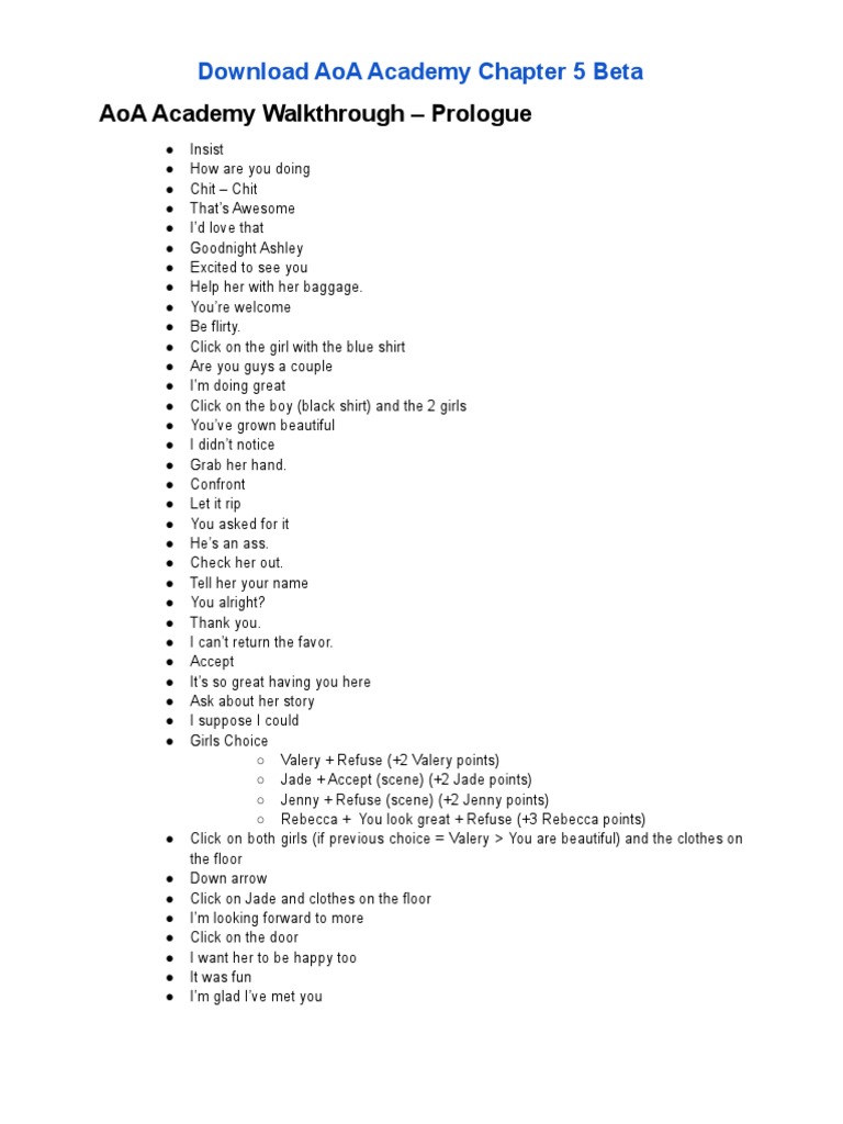 AoA Academy Chapter 5 Beta Walkthrough | PDF