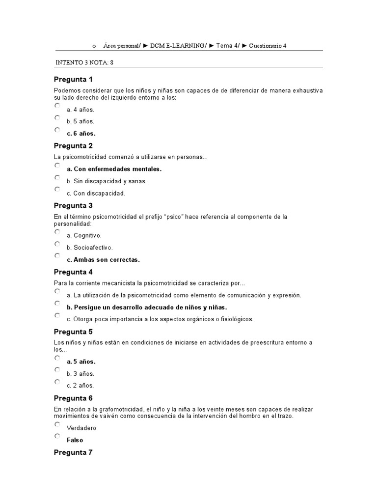 DCM Tema 4 Cuestionario 4 INTENTO 3 NOTA 8 | PDF | Relaciones personales, crianza y desarrollo ...