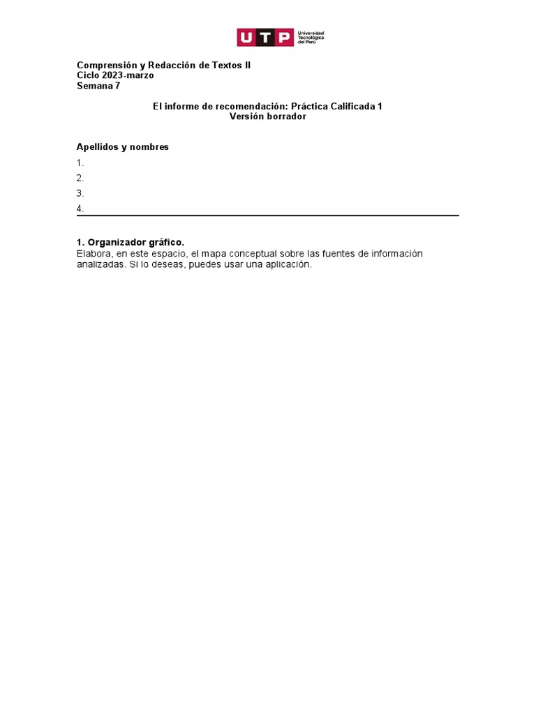 S07Virtual - El Informe de Recomendación - PC1 - Formato Borrador | PDF