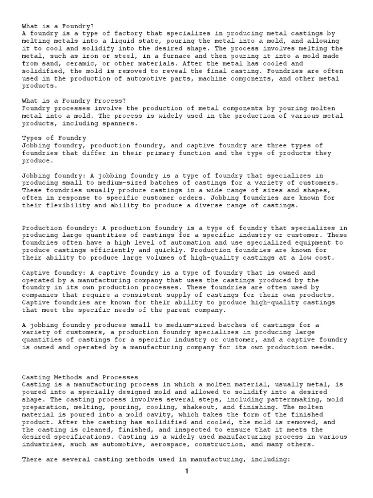 Original Foundry | PDF | Foundry | Casting (Metalworking)