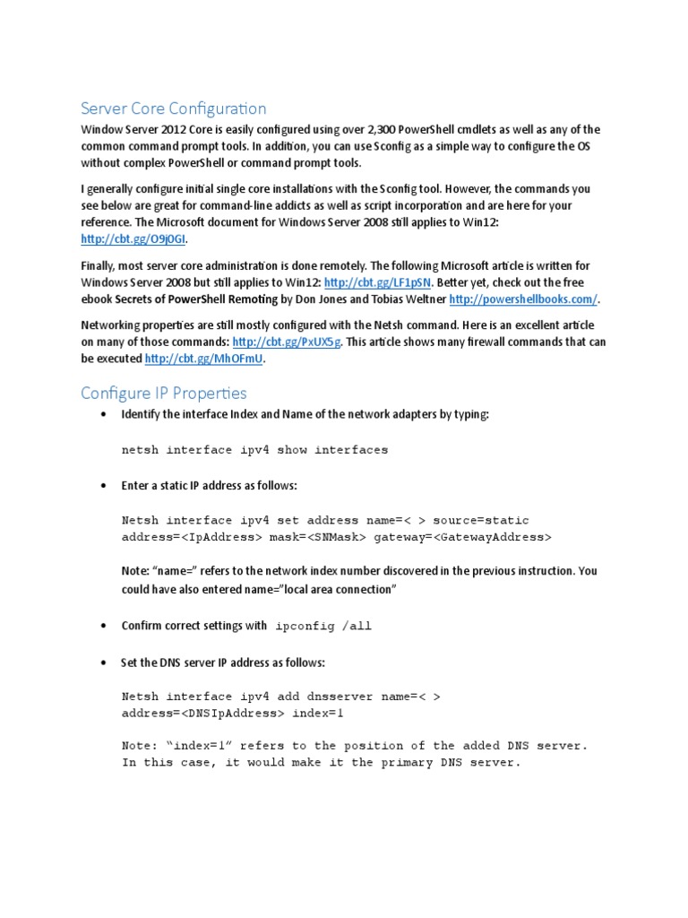 Server Core Configuration Pdf Command Line Interface Computer Science