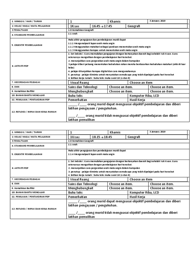 Geo 3 Jan 2019 | PDF | Sains & Matematika