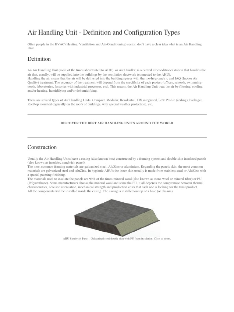 Air Handling Unit - Definition and Configuration Types | PDF | Heat Exchanger | Applied And ...