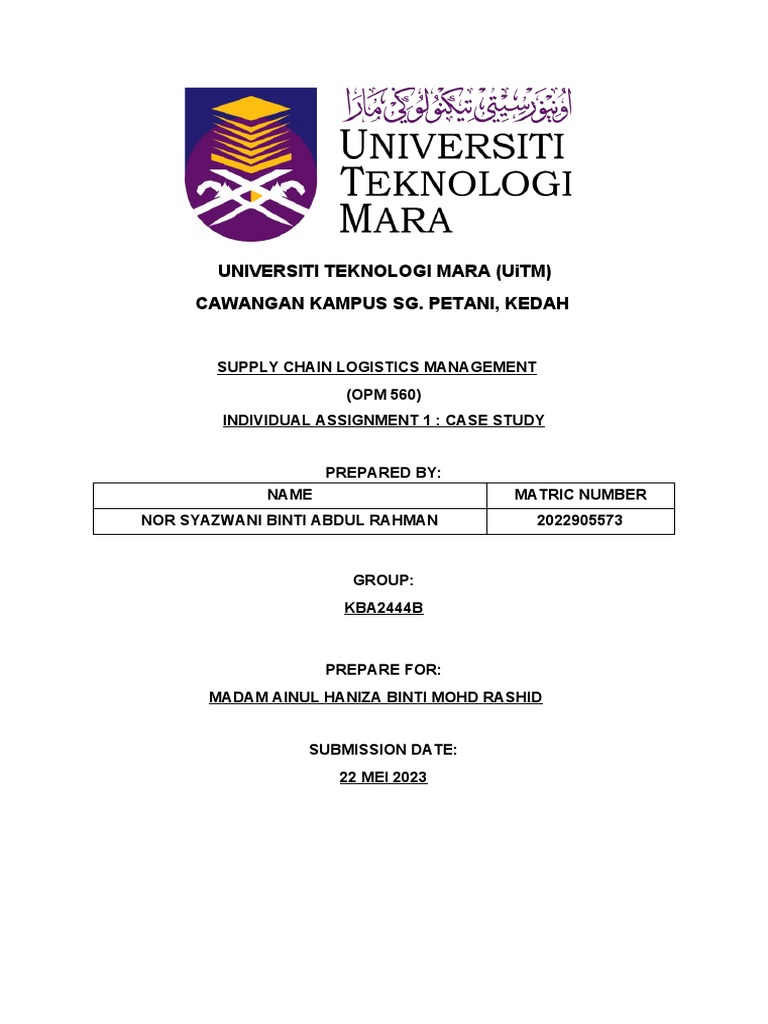 Individual Assignment Opm560 Case Study Nor Syazwani 2022905573 | PDF ...