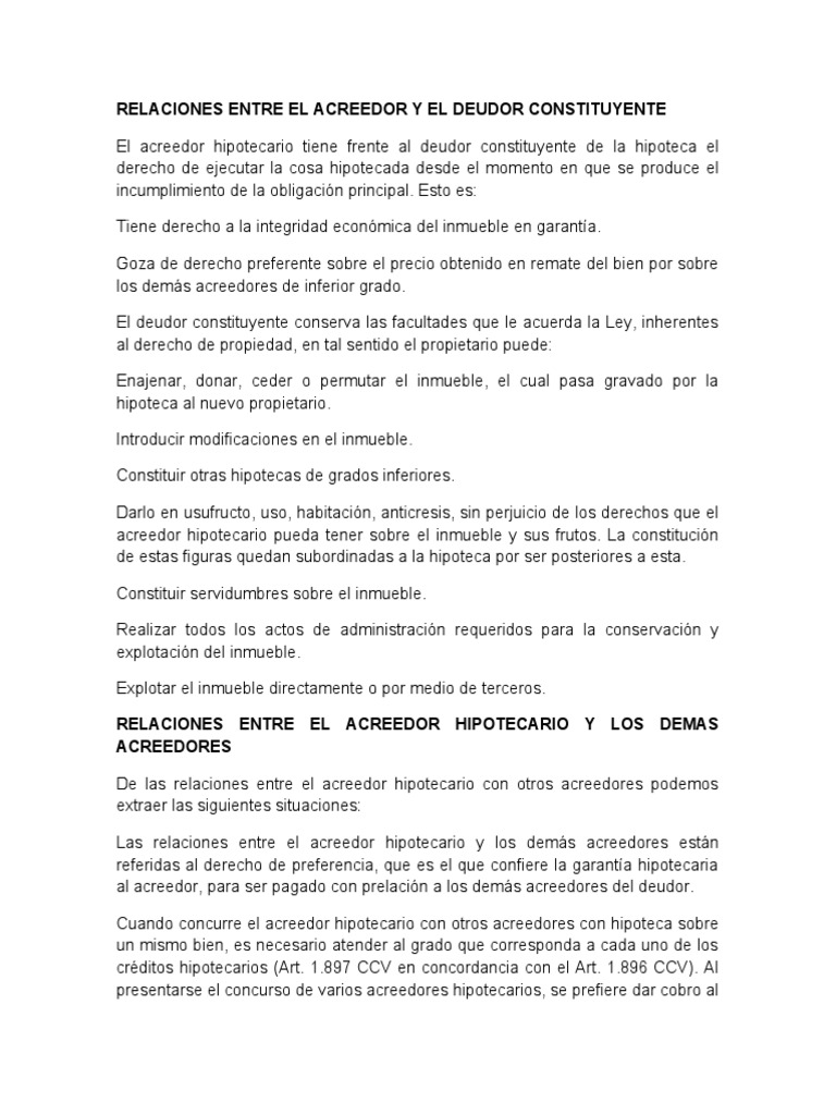 Relaciones Entre El Acreedor y El Deudor Constituyente | PDF | Ley de ...