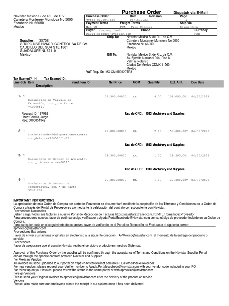 Purchase Order: Supplier | PDF