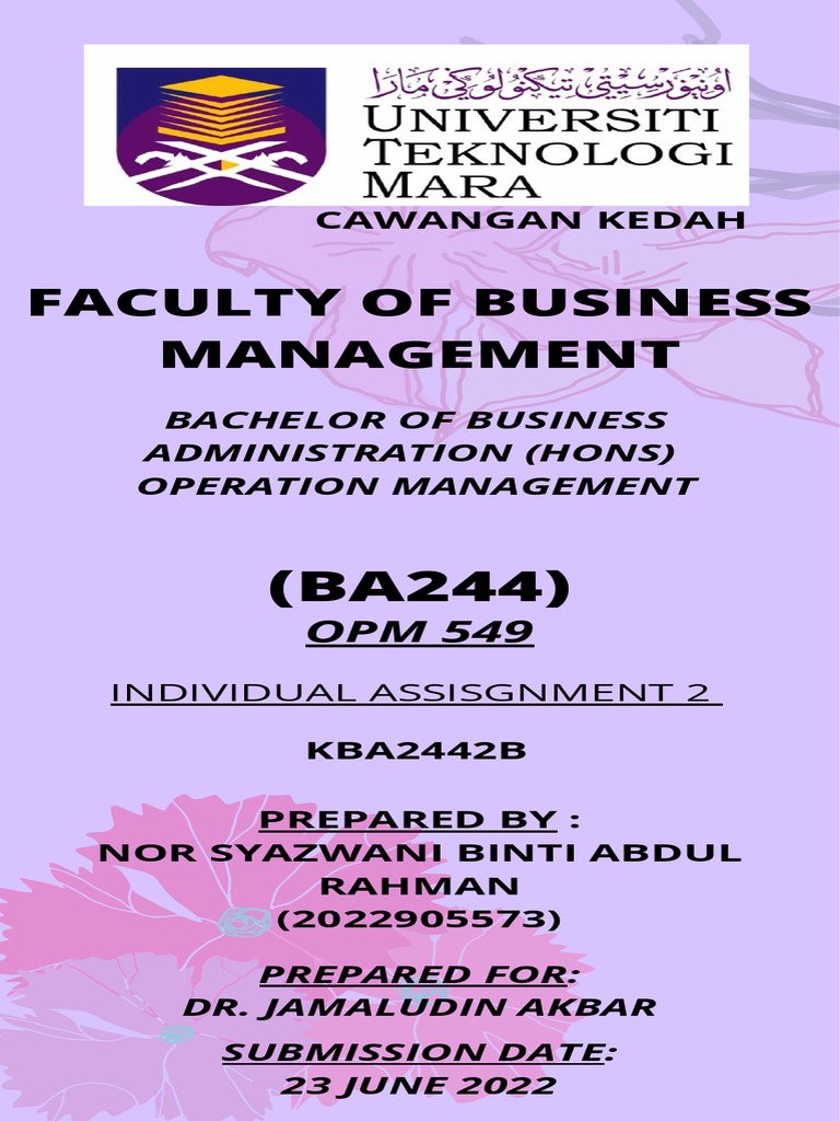 Individual Assignment 2 (Nor Syazwani) (Kba2442b) (2022905573) | PDF ...
