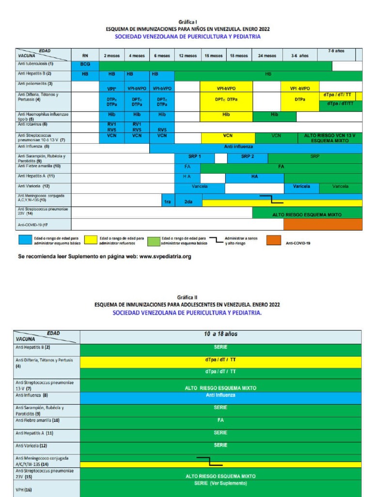 Esquema de Inmunizaciones para Niños y Adolescentes en Venezuela | PDF