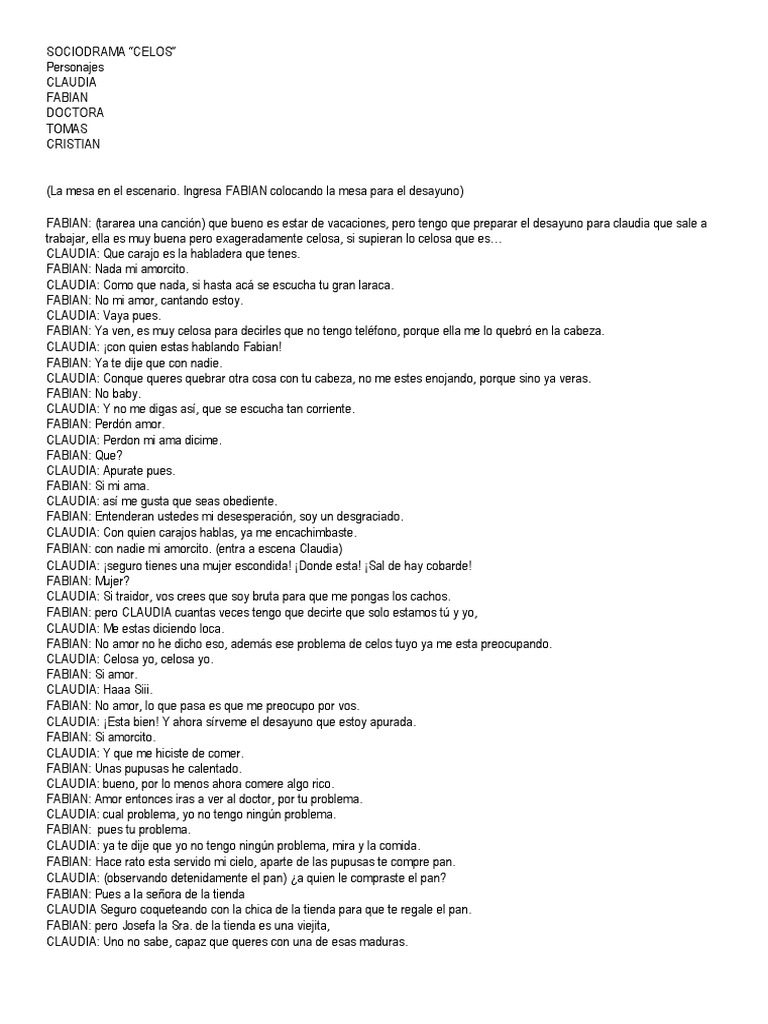 Obra de Teatro La Celosa | PDF | Amor | Verdad