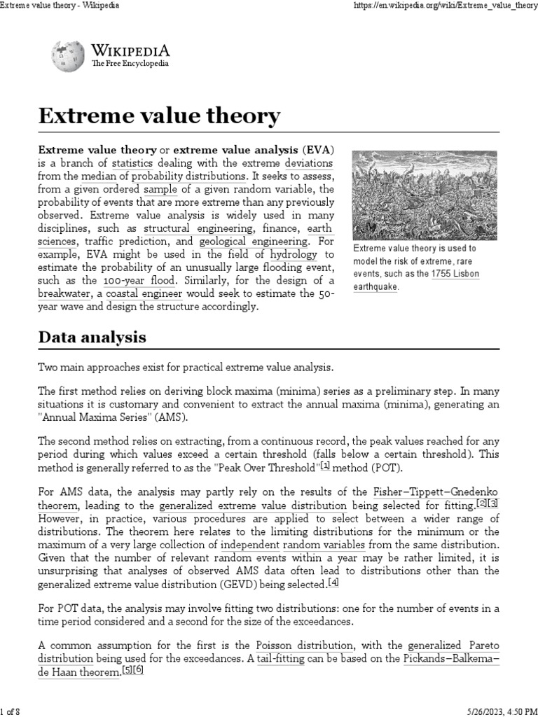 Extreme Value Theory | PDF | Statistical Models | Probability And Statistics