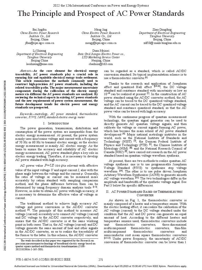 AC Power Standards: Principles & Trends | PDF | Alternating Current ...
