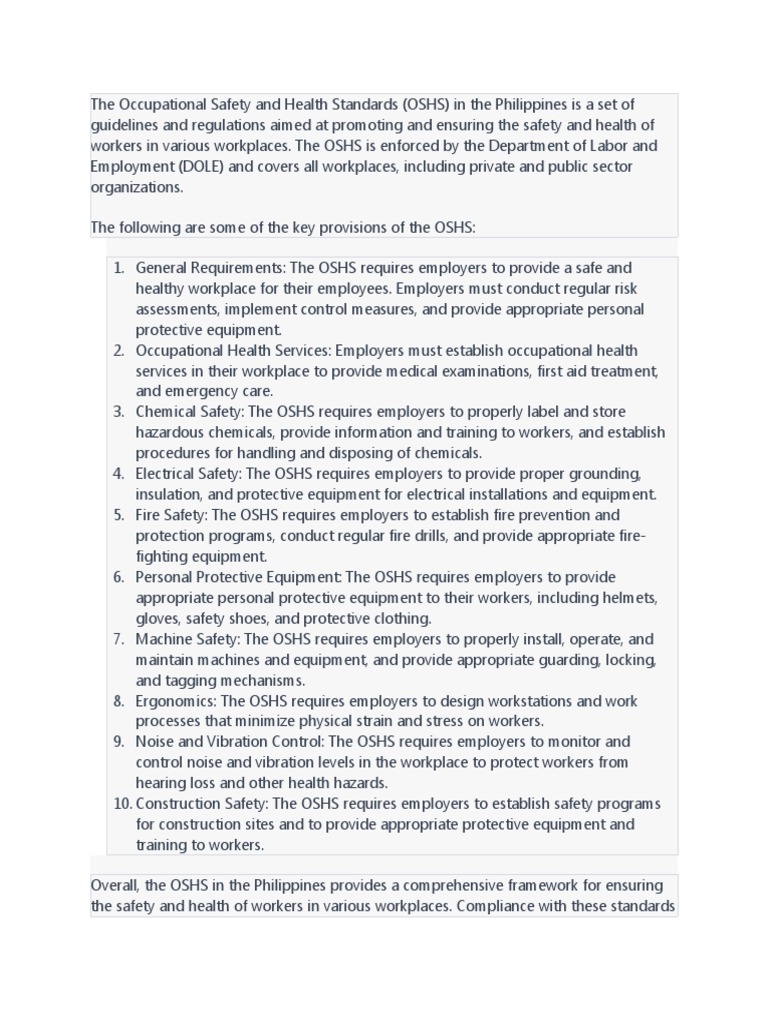 The Occupational Safety and Health Standards For The Public Sector | PDF | Occupational Safety ...