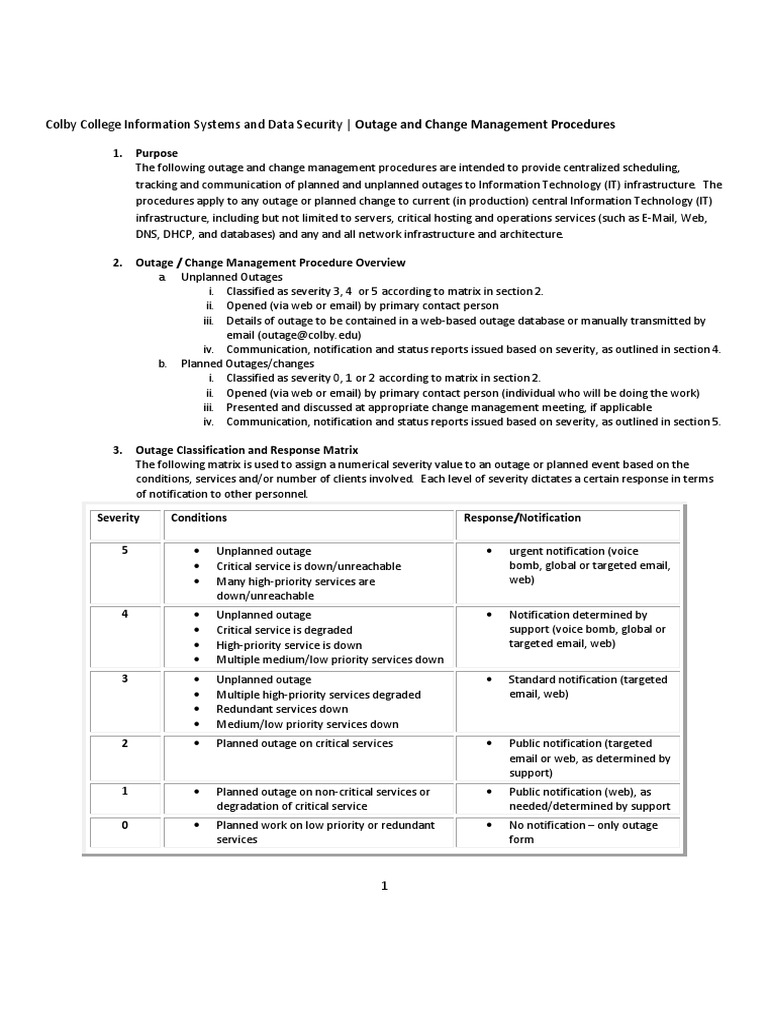 Unplanned Outage Notification Procedures | PDF | World Wide Web ...