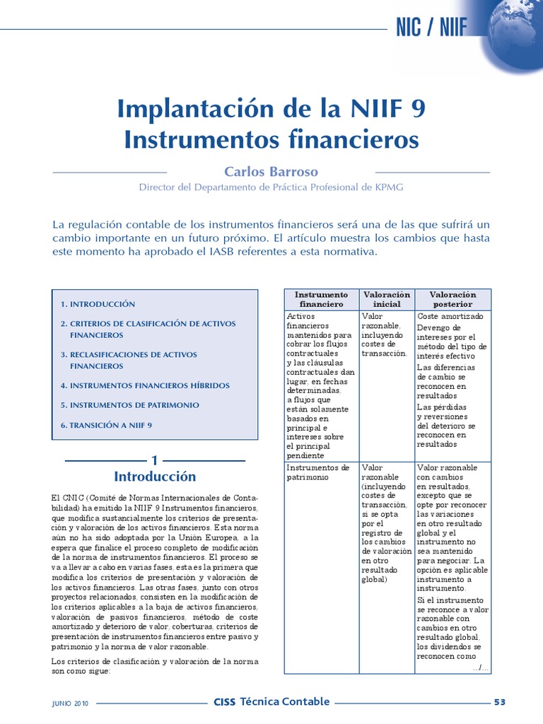 Implantación-Niif-9-Instrumentos Financieros | PDF | Interés | Opción ...