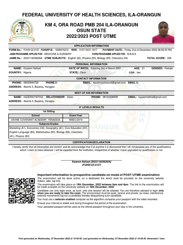 FUHSI 22 2157 Acknowledgement Slip | PDF