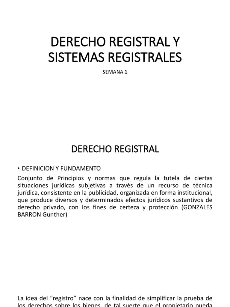 Derecho Registral y Sistemas Registrales | Descargar gratis PDF | Institución | Justicia
