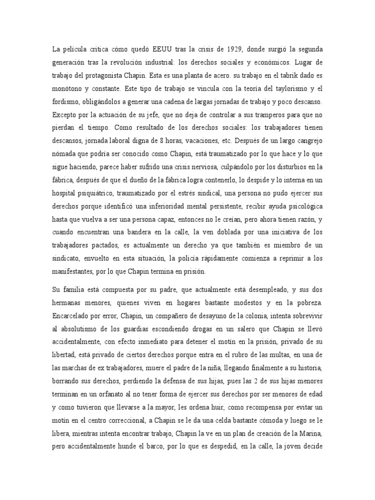 Analisis de La Pelicula de Charles Chapin | PDF