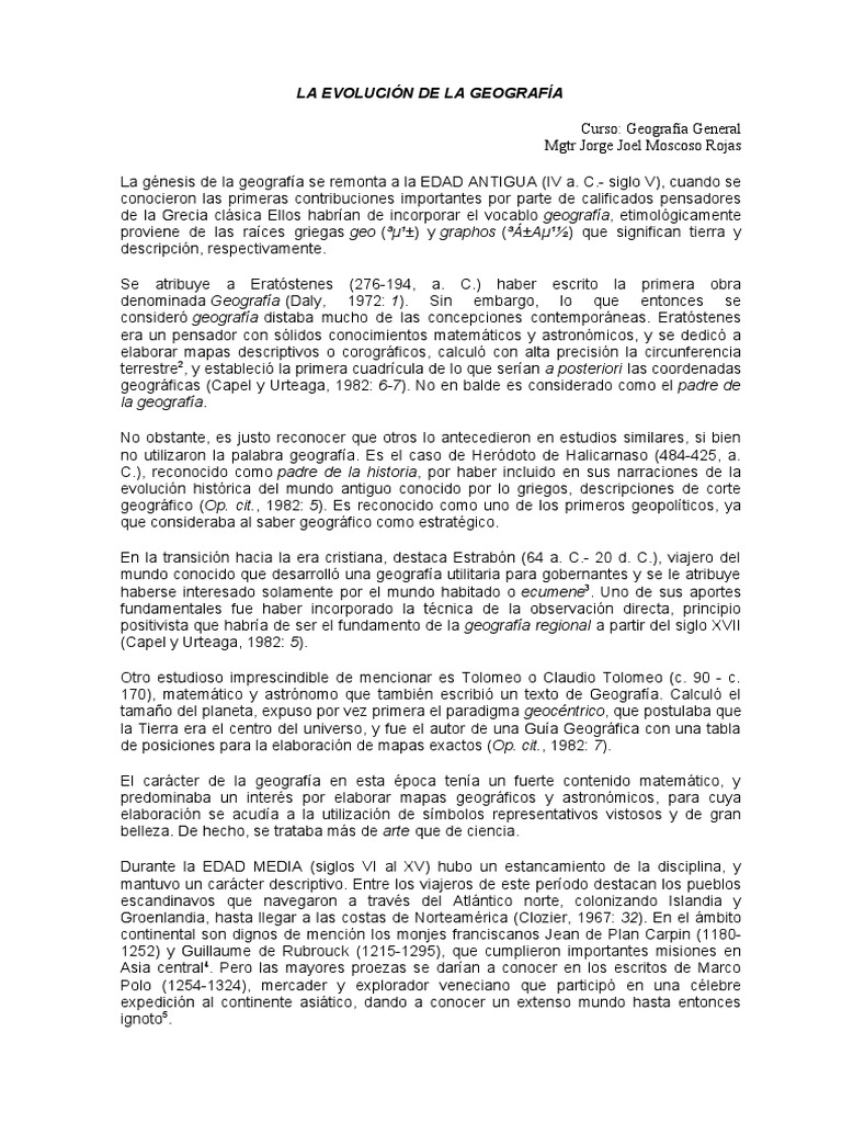 La Evolución De La Geografía Pdf Geografía Science