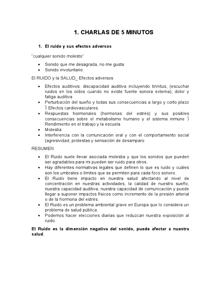 Charlas de 5 Minutos | PDF | Estrés (biología) | Sonido