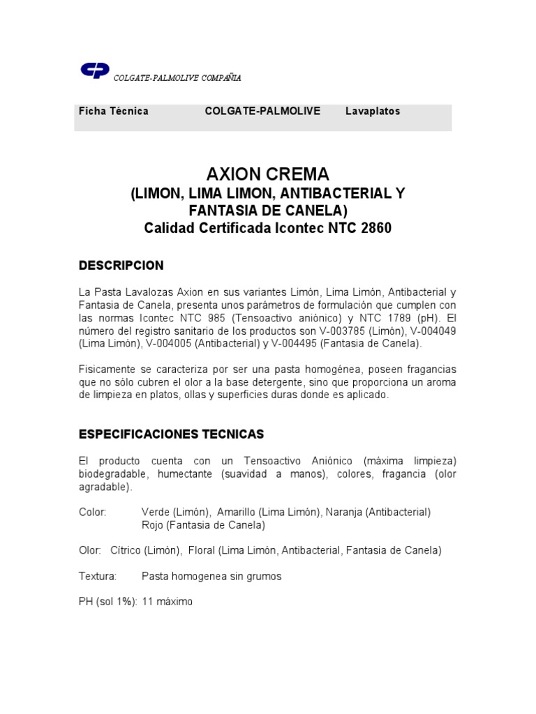 Ficha Axion | PDF | Tensioactivo | Detergente