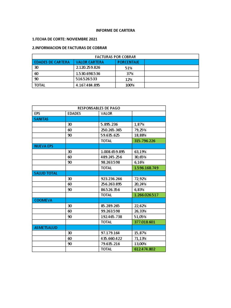 Informe de Cartera | PDF