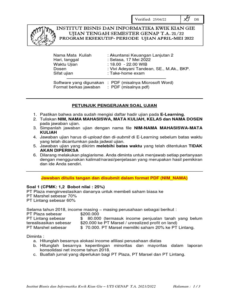 Akl 2 - Uts Eksekutif Genap 21-22 - Akl 2 | PDF