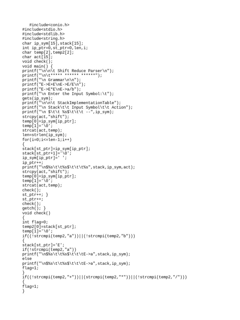 Shift Reduce Parser | PDF