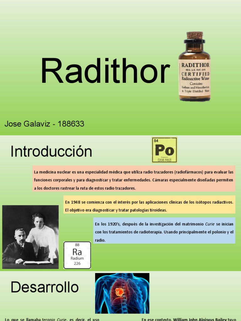 Radithor: Medicamento a base de Radio - Física Médica | PDF | La ...