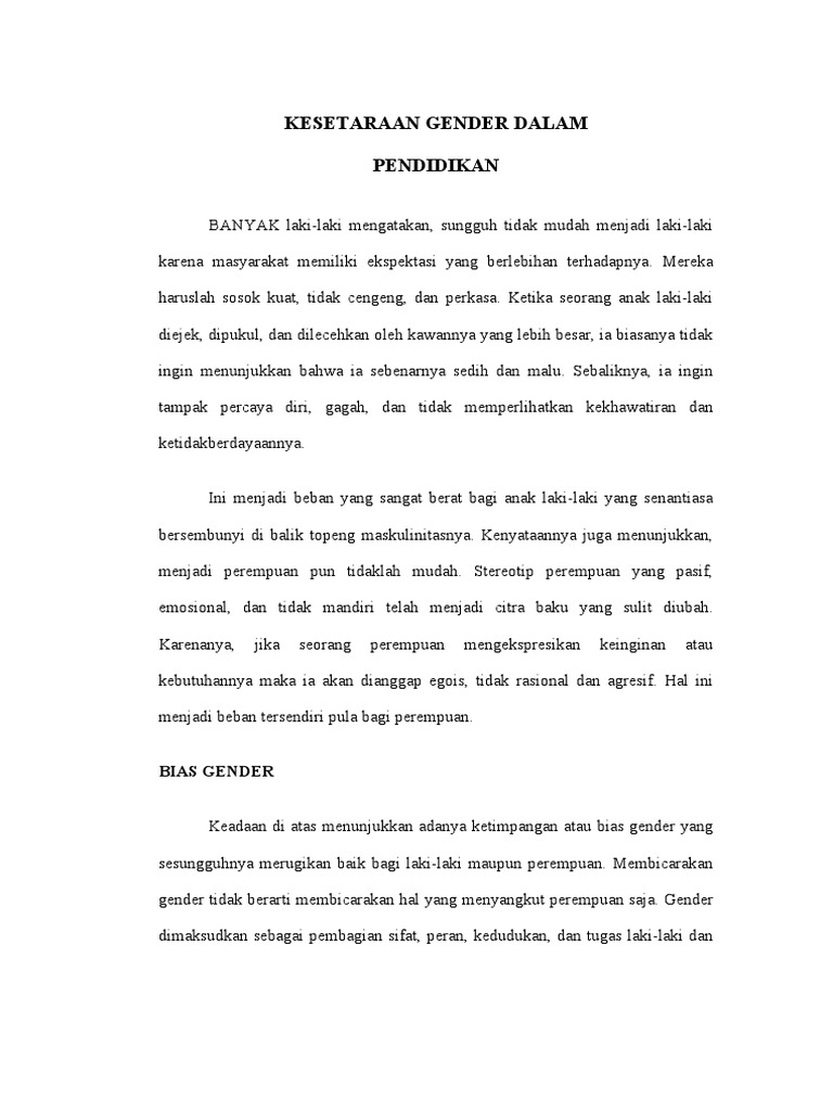 Kesetaraan Gender Dalam Pendidikan | PDF