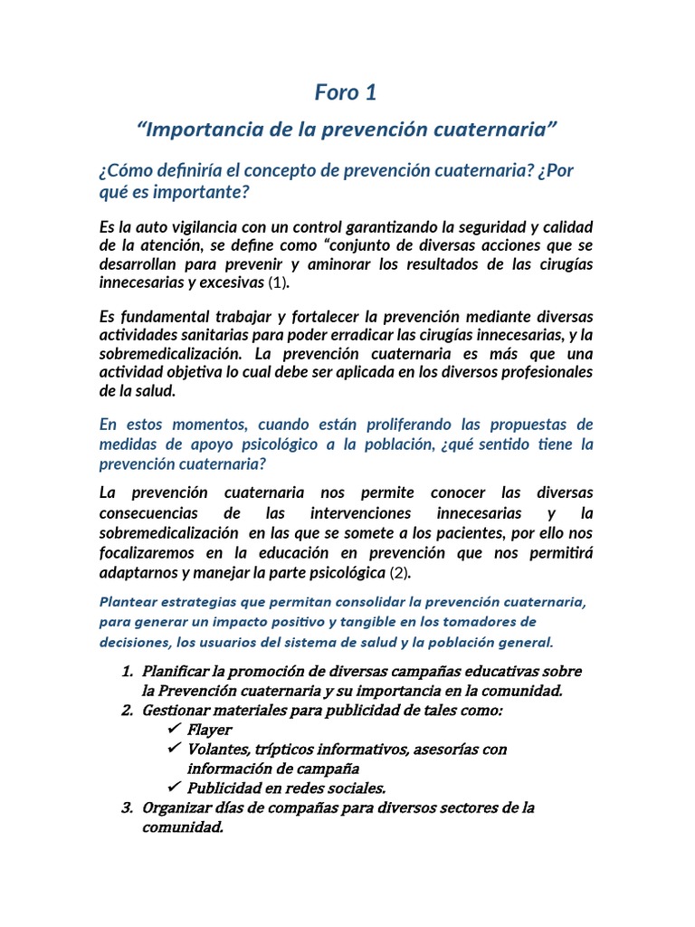 Importancia de la Prevención Cuaternaria | PDF
