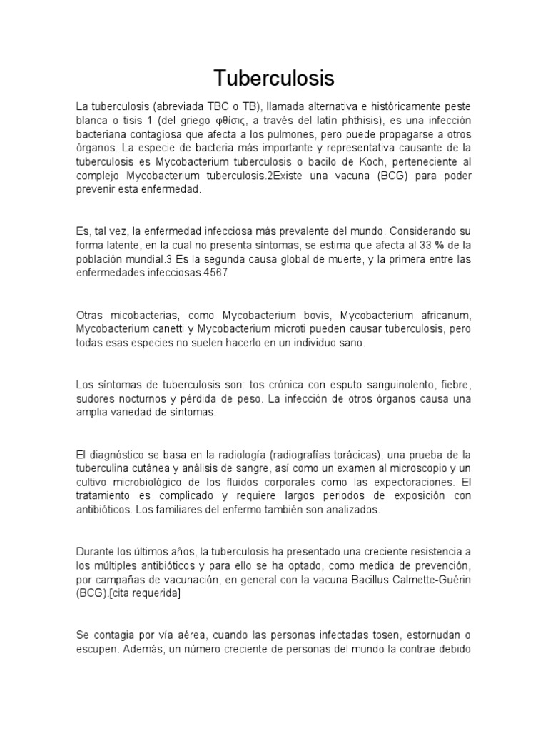 Tuberculosis | PDF | Tuberculosis | Epidemiología