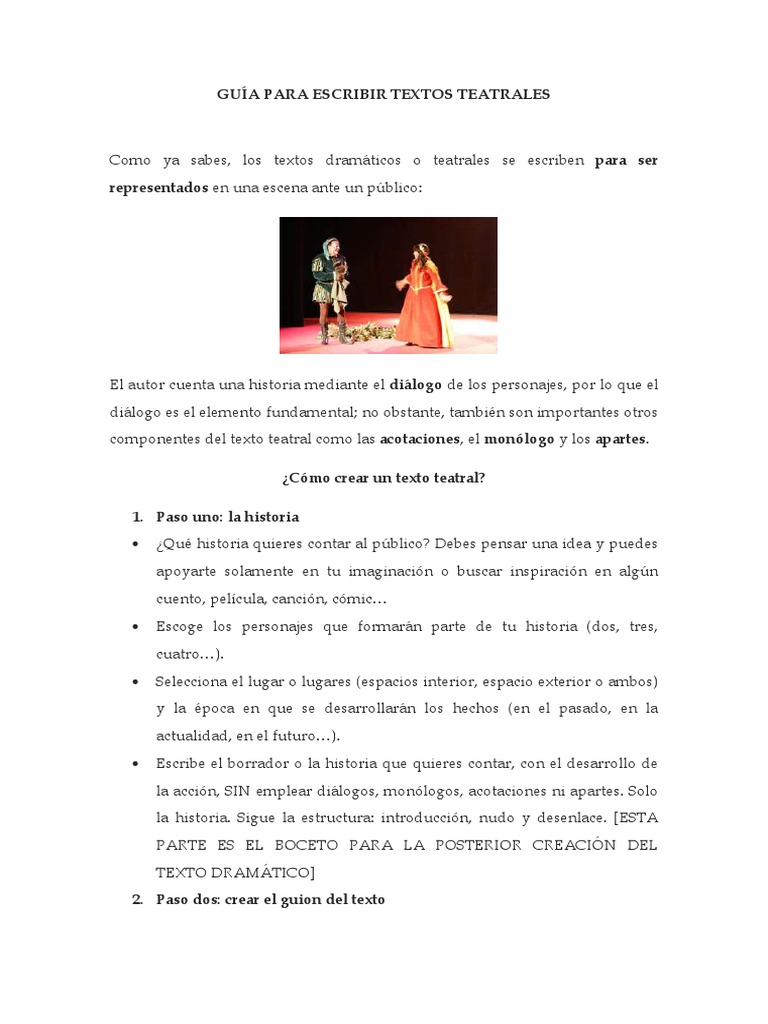 Guía para Crear Textos Teatrales | PDF | Teatro | Monólogo