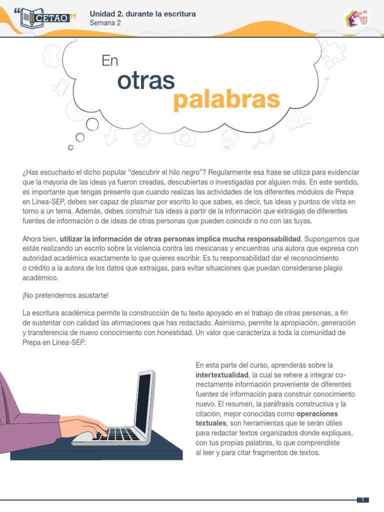 CETAO U2 en Otras Palabras PDF | PDF | Información | Comprensión lectora