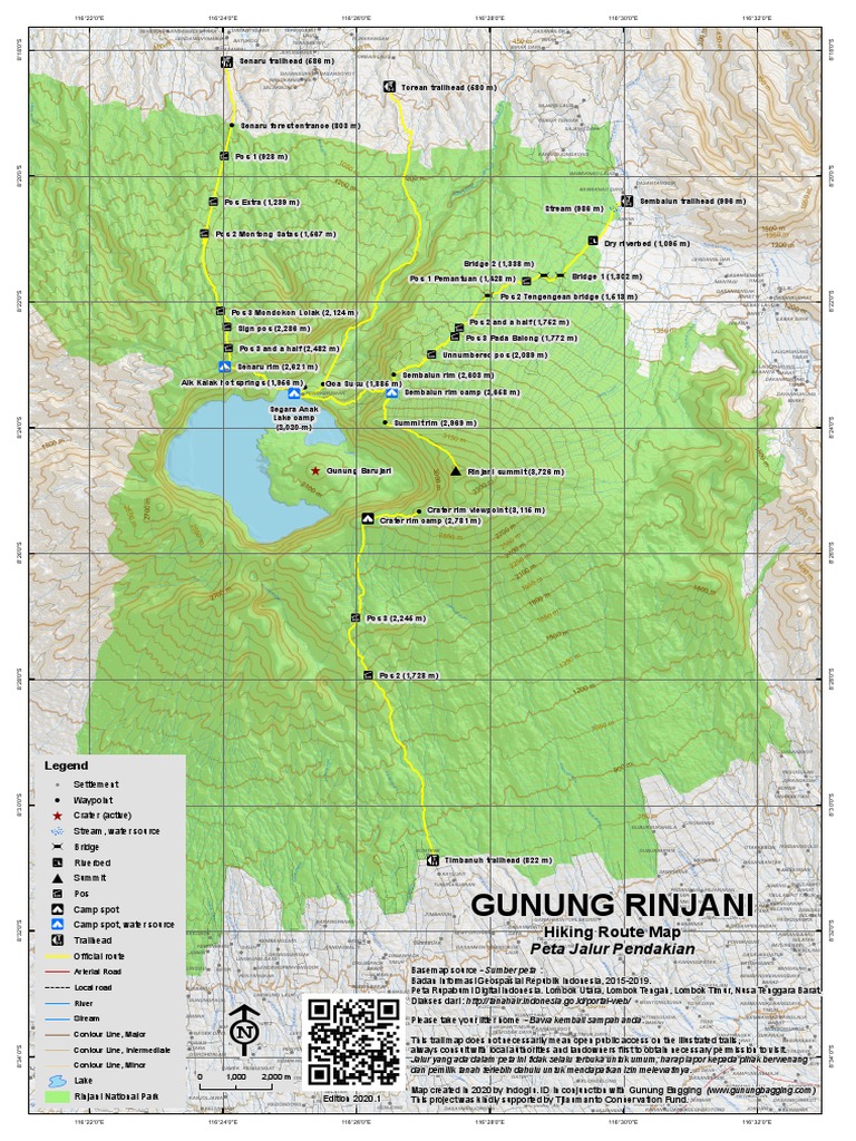 Peta Jalur Pendakian Gunung Rinjani | PDF