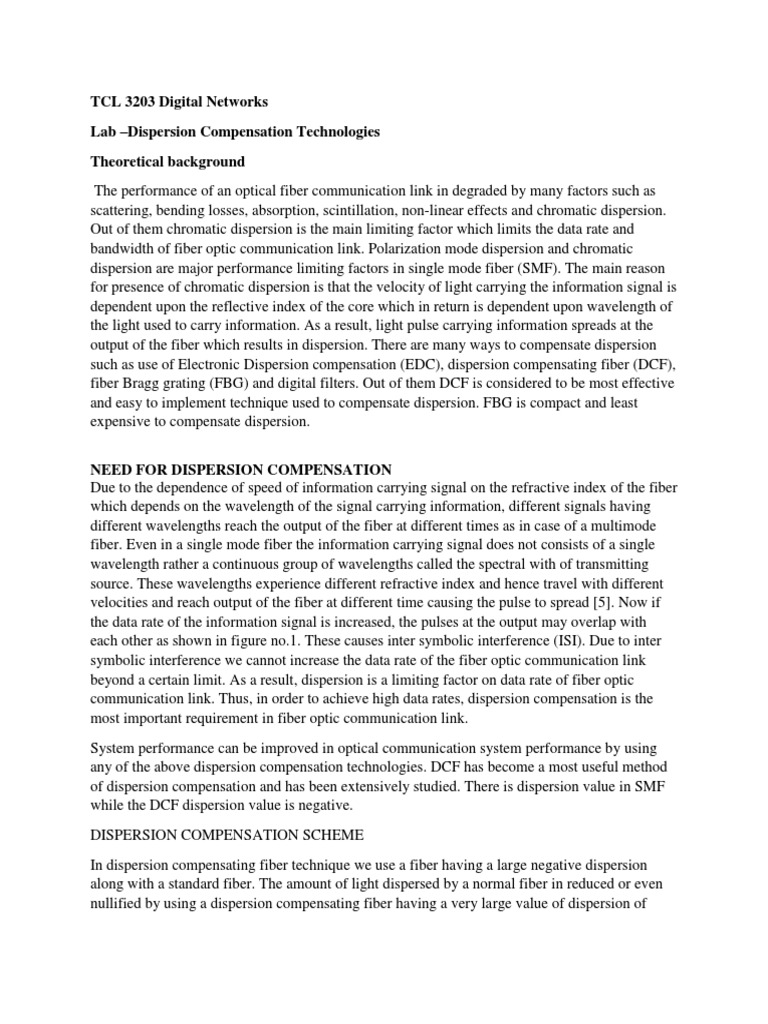 TCL 3202 - NGN 1 - Dispersion Compensation Technology | PDF ...