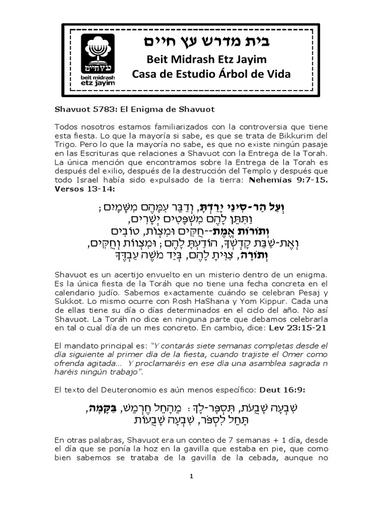 Shavuot 5783 | PDF | Sucot | Tora