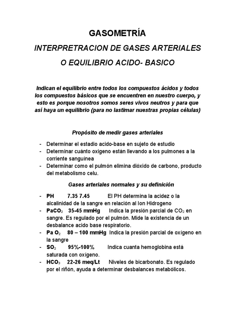 GasometrÍa Pdf Desordenes Metabólicos Metabolismo