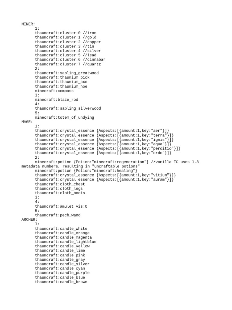 Thaumcraft Item Weights and Rarities | PDF | Chemical Elements ...