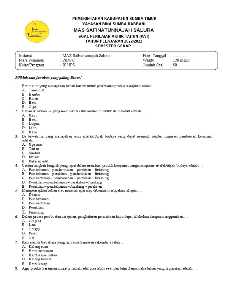 Soal Pat Pkwu Genap | PDF