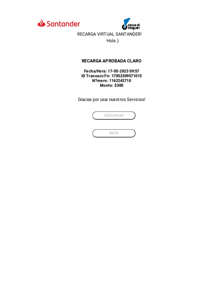 Recarga Cat - Santander | PDF