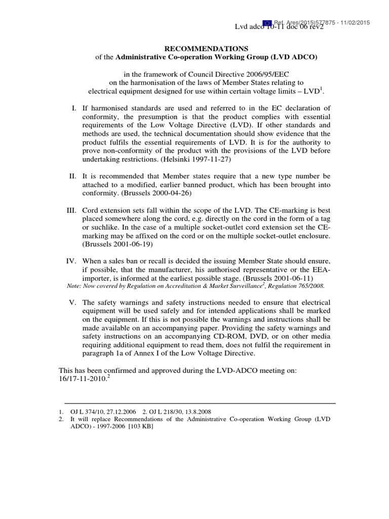 LVD Compliance Guidelines | PDF