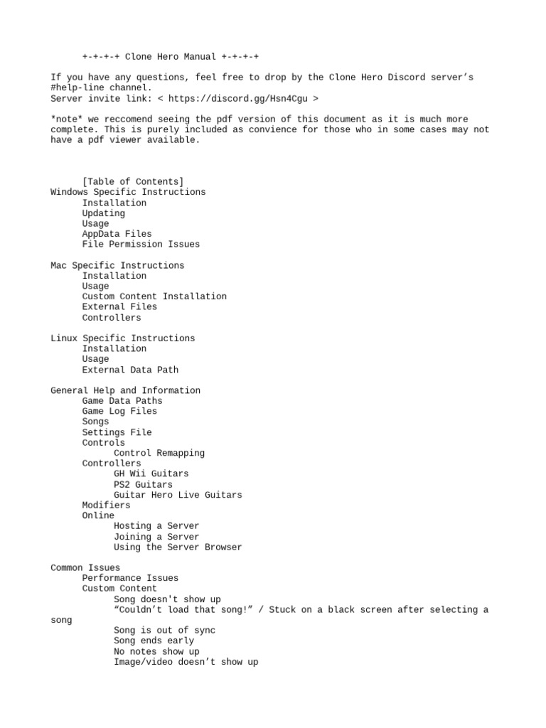 Clone Hero Manual | PDF | Computer File | Graphics Processing Unit