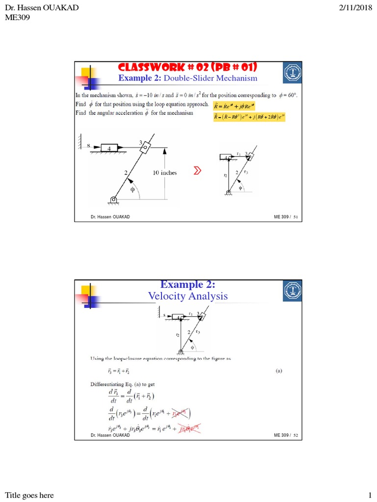Lecture10 - HMO (VELOCITY & ACCELERATION ANALYSIS USING COMPLEX NUMBER - CLASSWORK#02 - PART ...