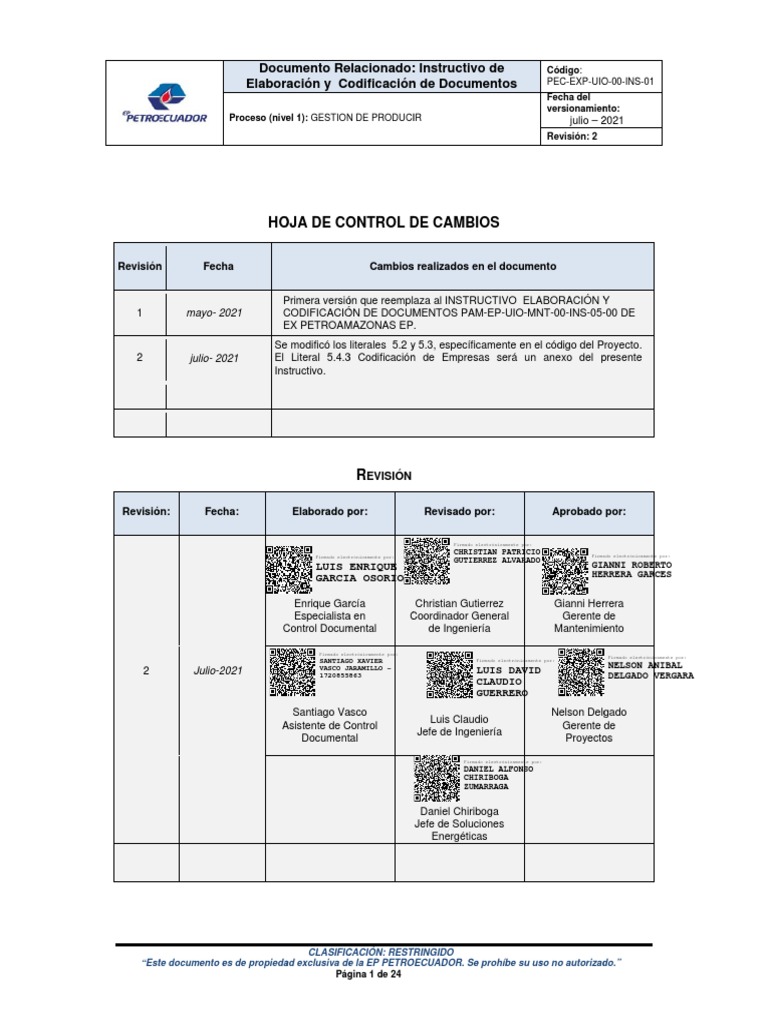 PEC-EXP-UIO-00-INS-01-2 Elaboración y Codificación de Documentos | PDF | Ingeniería