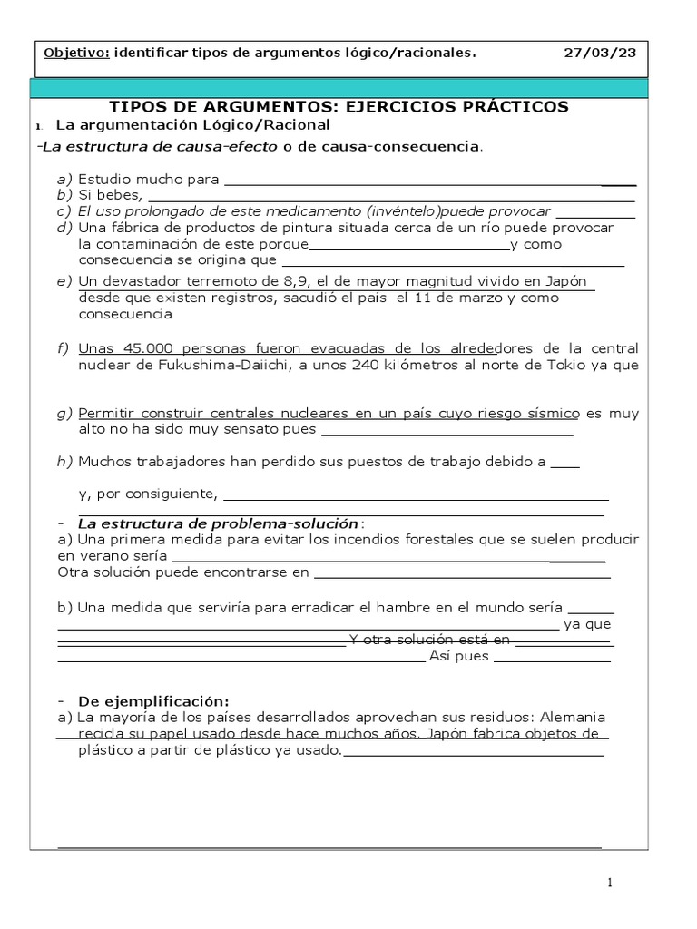actividades-de-tipos-de-argumentos | PDF | Discriminación | Analogía