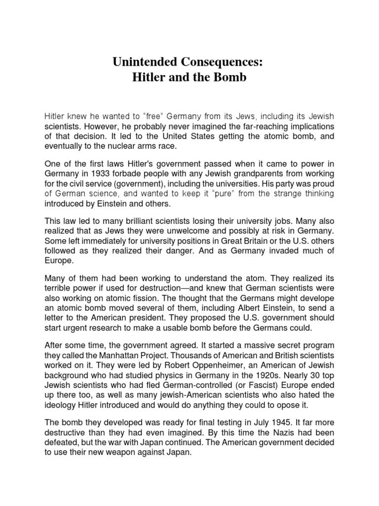 Hitler's Persecution and the Atomic Bomb | PDF | Nuclear Weapons ...