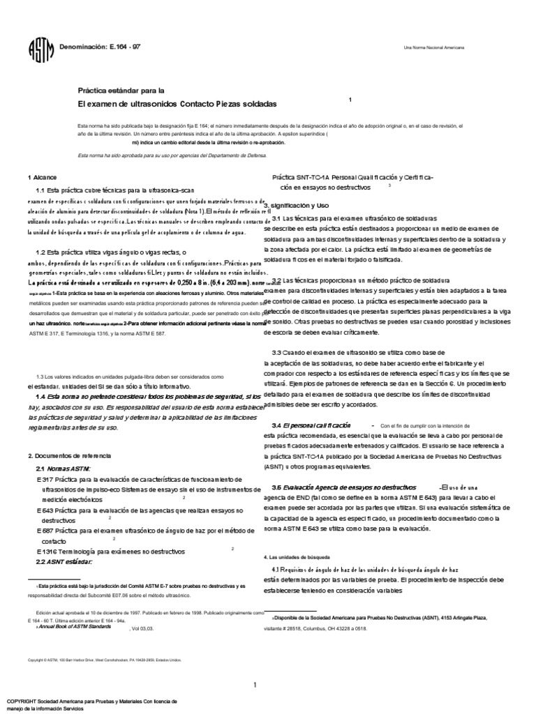 Astm e 164-97 Ut | PDF | Soldadura | Construcción