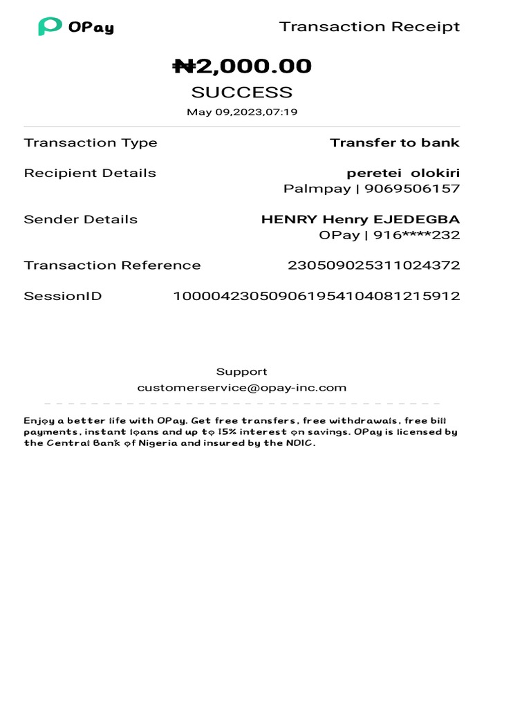 OPay Transaction Receipt | PDF
