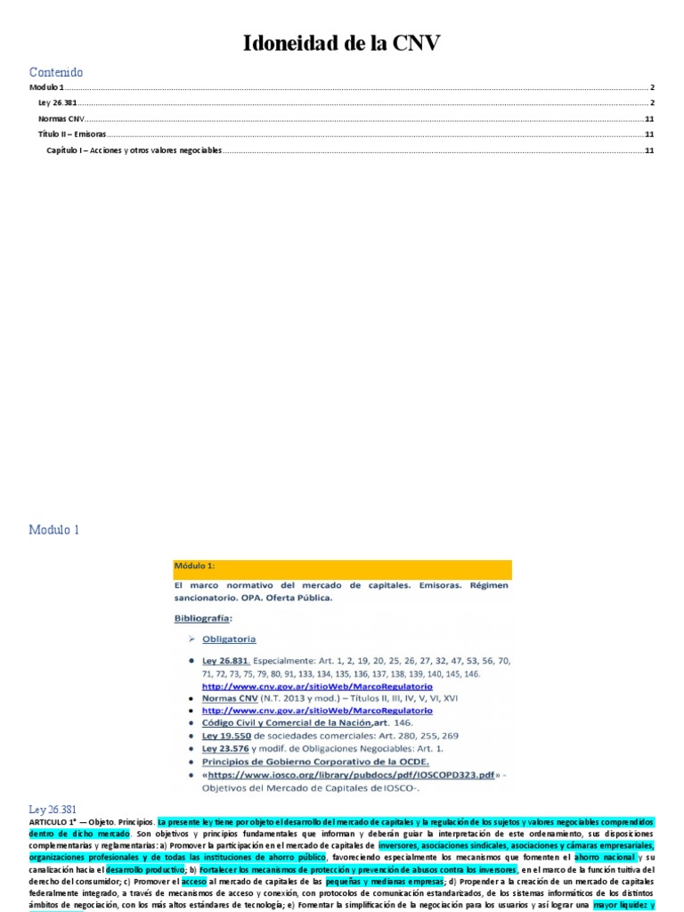 Resumen Idoneidad CNV | PDF | Comisión Europea | Mercado (economía)